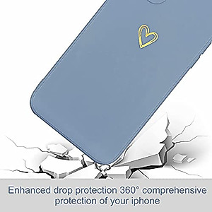 Wirvyuer for iPhone SE Case 2022/2020,iPhone 8 iPhone 7 Case for Girls Women Silky Soft Protective Shockproof Silicone Phone Case with Cute Gold Heart Pattern Design Blue Cover