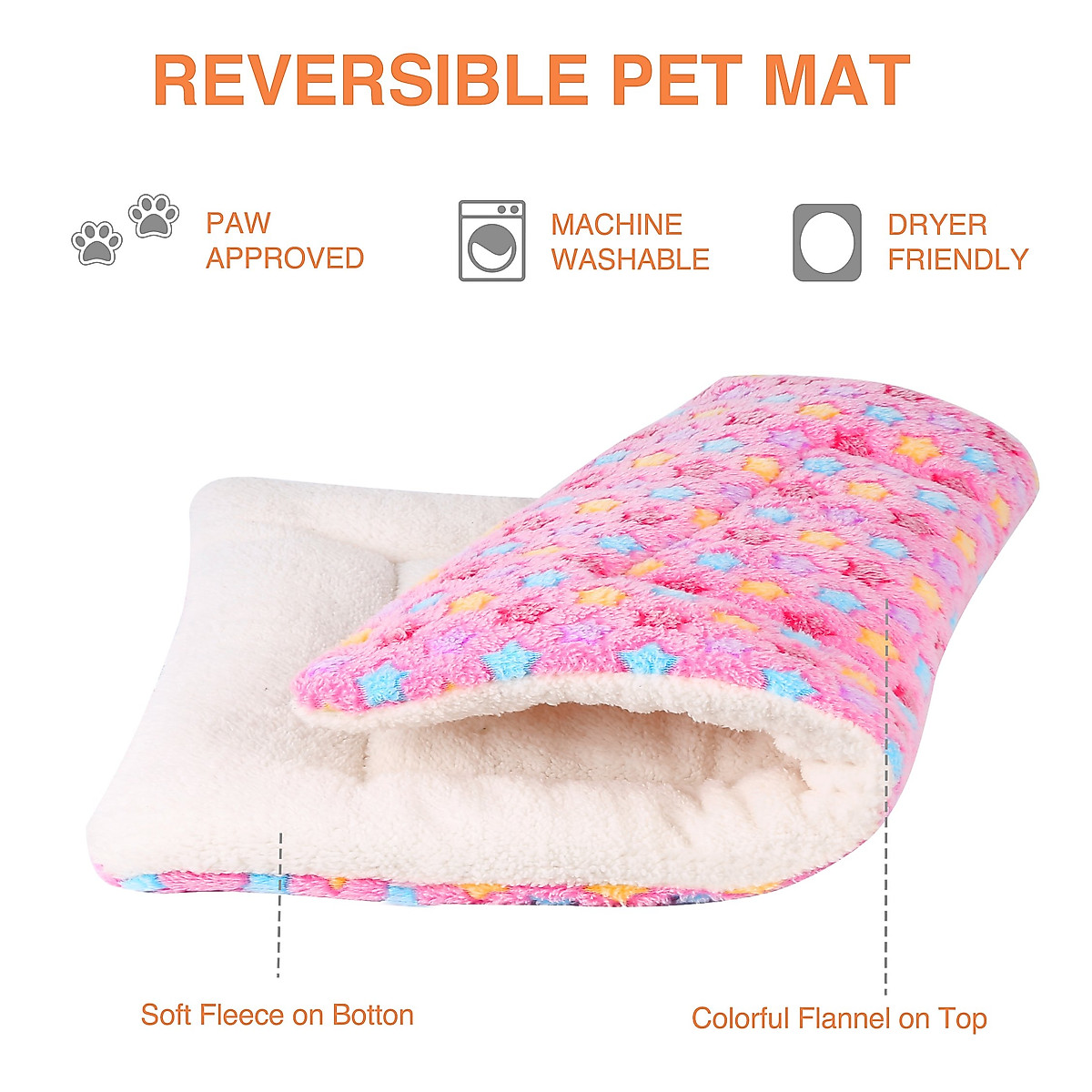 Mora Pets Dog Bed Crate Pad Ultra Soft Pet Bed with Cute Star Print Washable Crate Mat for Large Medium Small Dogs Reversible Fleece Dog Crate Kennel Mat Cat Bed Liner 21 x 12 inch Pink