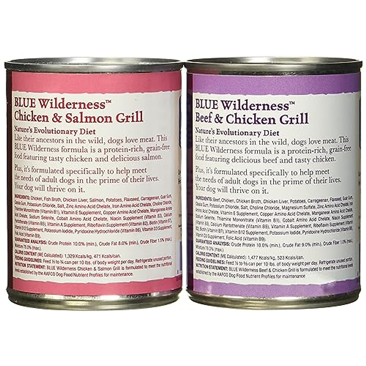 Blue Buffalo Wilderness High Protein Beef and Chicken & Salmon and Chicken Wet Dog Food Variety Pack for Adult Dogs, Grain-Free, 12.5 oz. Cans (6 Pack)