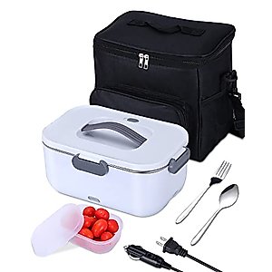 Rhudaky Electric Lunch Box (66 oz & 75W) Food Heater, 3 in 1 Heated Lunch Boxes for Adults,Portable Food Warmer -Self Heating Box for Work/Car/Truck with Large Insulated Lunch Bag