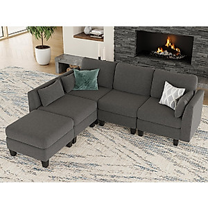Huatean Home Modular Sectional Sofa, Convertible L Shaped Sofa Couch with High Density Memory Foam, 5 Seat Comfy Modular Sofa Couch for Living Room, Modern L Shaped Sectional Sofa, Dark Grey
