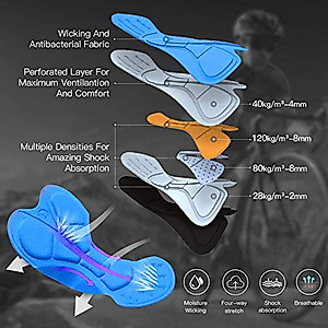 Souke Sports Men's Cycling Underwear Shorts 4D Padded Bike Bicycle MTB Liner Shorts with Anti-Slip Leg Grips(Blue, X-Large)