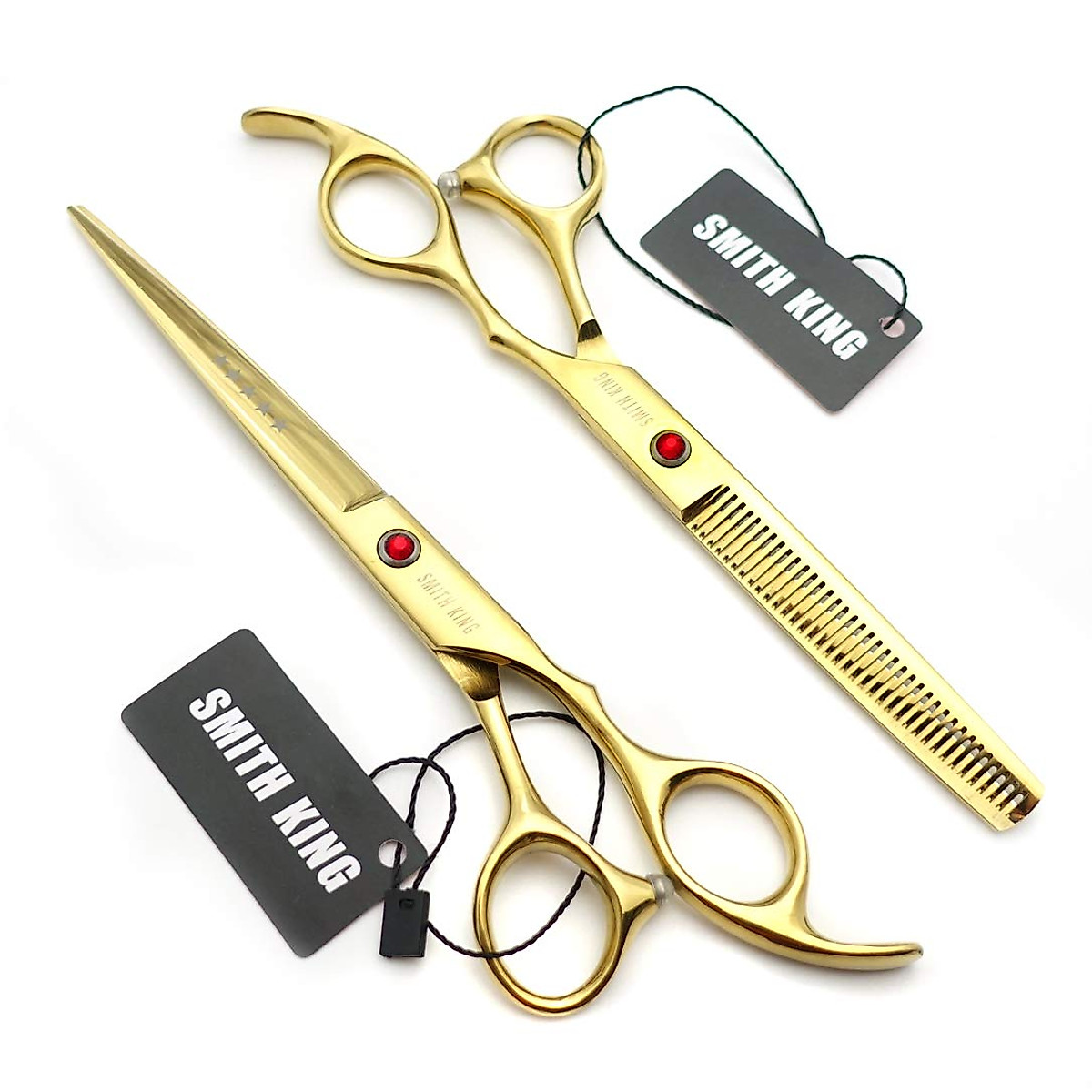 7.0 Inches Hair Cutting Scissors Set with Combs Lether Scissors Case,Hair cutting shears Hair Thinning shears For Personal and Professional (Gold)