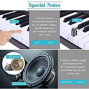 Costzon BX-II 61-Key Portable Keyboard Piano, Electric Keyboard Digital Piano w/Semi Weighted Keys, USB/MIDI Keyboard, Sustain Pedal, Power Supply & Carrying Case for Beginners Adults Kids, Black