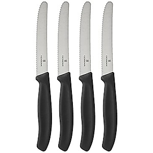 Victorinox Swiss Army Cutlery Swiss Classic Serrated Steak Knife Set, Round-tip, 4.5-Inch, 4-Piece