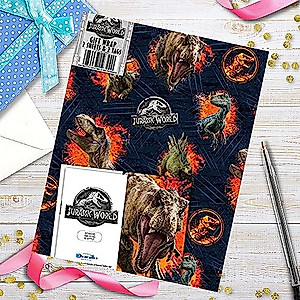 Jurassic Park Wrapping Paper and Gift Tags, 2 Sheets and 2 Gift Tags