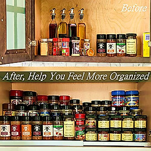 CiWiVOKi 3 Tier Expandable Spice Rack Organizer, Non Skid Spice Storage Shelf Kitchen Organizer for Kitchen Cabinet, Cupboard, Pantry, 2 Packs