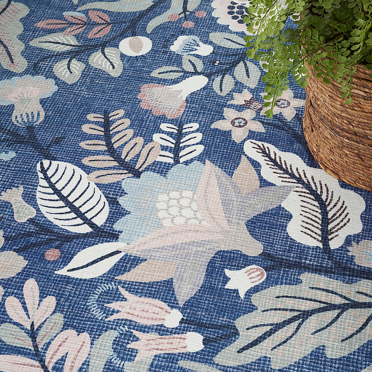 Nourison Washables Floral Navy Multicolor 5'2" x 7' Area -Rug, Easy -Cleaning, Non Shedding, Bed Room, Living Room, Dining Room, Kitchen (5x7)