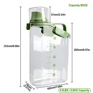 Saim Cereal Storage Containers, 2.8L Rice Dispenser with Measuring Cup, Dry Food Container Airtight Rice Holder for Flour, Sugar, Grain, Rice & Baking Supply(Green)