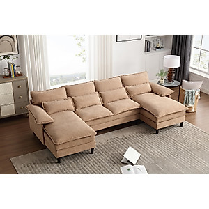 Symmetrical U Shaped Modular Sectional Sofa Cloud Couch, 6 Seater Oversized Convertible Sleeper Couch with Double Chaise & Memory Foam, Deep Seat Corner Sofa&Couches for Living Room Office