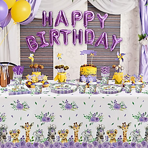 APOWBLS Safari Jungle Theme Party Supplies Girl - Jungle Safari Birthday Baby Shower Decorations Tableware, Plate, Cup, Napkin, Tablecloth, Cutlery, Straw, Animal Safari Party Decorations | Serve 24
