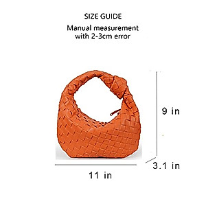 Womens Vegan Leather Woven Handbag Fashion Handmade Beach Bag Top-handle Handbag Bottega Bag Dupes Naghedi hobo bag for Women (Orange)