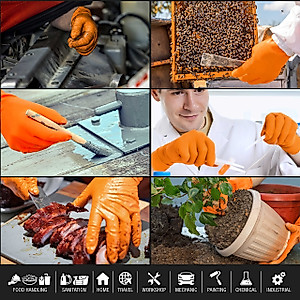 Dura-Gold Duratection 8 Mil Orange Super Duty Diamond Textured Nitrile Disposable Gloves, Box of 100, Large - Latex Free, Powder Free, Food Safe, Safety Protection Work Gloves, Mechanical, Industrial