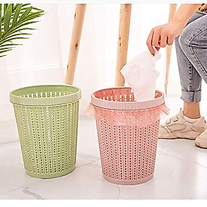 UWEL Hollow Trash Can Waste Bin with Built-in Trash Bag Storage Box Creative Wastebasket Garbage Bin Storage Basket Home Living Room Bedroom Kitchen Waste Debris Storage Garbage Bin Basket (Pink)