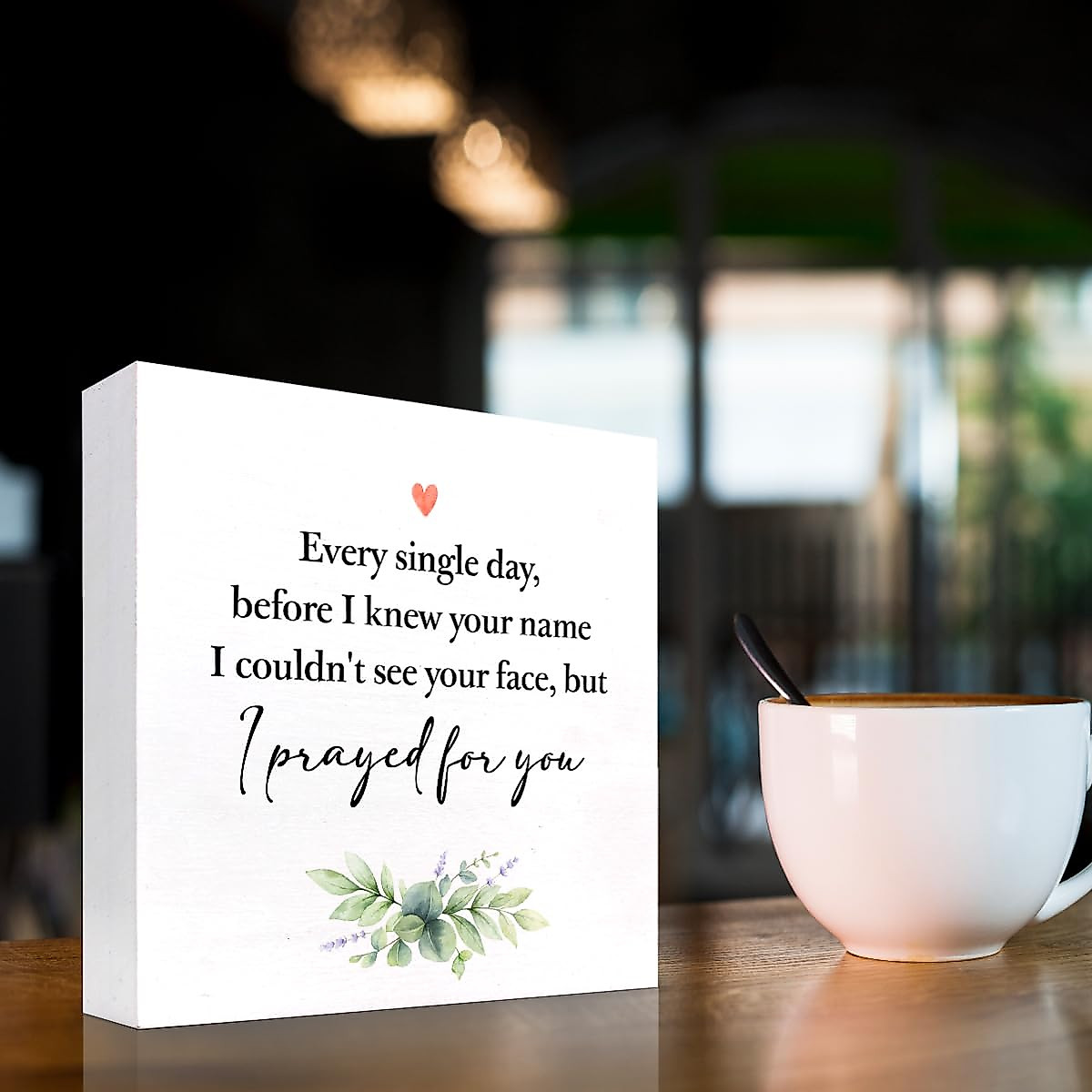 I Prayed for You Wood Block Sign Desk Decor,Rustic Love Wooden Box Plaque Sign Desk Decor for Home Bedroom Shelf Table Decor Decorations