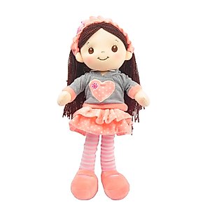 Linzy Toys, Peach 16" Jane Rag Doll, Sleeping Cuddle Buddy for Toddlers, Infants and Babies, Muñecas de trapo para niña, First Doll for Kids, Safe for All Ages.