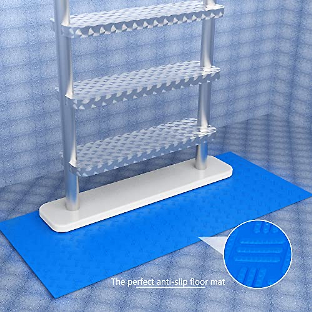 DECOHS Pool Ladder Mat- 9"x36" Non-Slip Pool Step Mat-Protective Swimming Pool Ladder Mat for Above Ground Pools Steps Stairs Ladders (Stripe-1PC)
