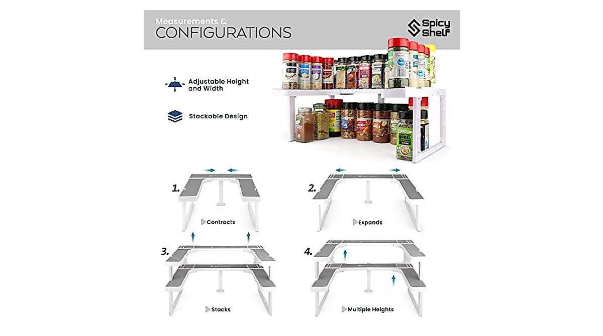 Spicy Shelf Deluxe Expandable Spice Rack & Organizer - Easy Install
