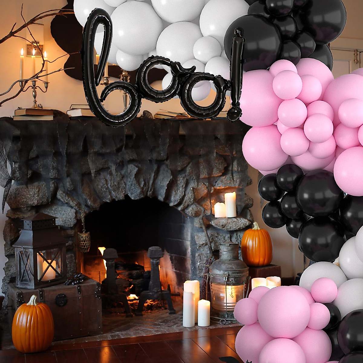 Halloween Balloon Arch Garland Kit for Girls 106Pcs Pink Black White Latex Balloons Halloween Party Decorations for Women Halloween Haunted House Party Halloween Party Supplies Indoor Outdoor