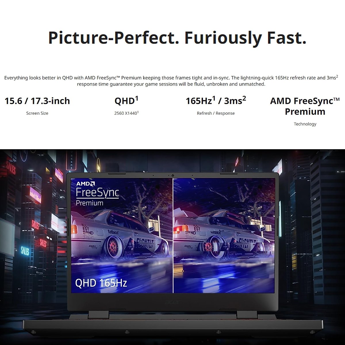 acer 2023 Newest Nitro 5 Gaming Laptop, 15.6" QHD IPS 165Hz Display, AMD Ryzen 7 6800H (8 cores), NVIDIA GeForce RTX 3070 Ti, 64GB DDR5 RAM, 2TB SSD, Wi-Fi 6E, Backlit Keyboard, Windows 11 Home