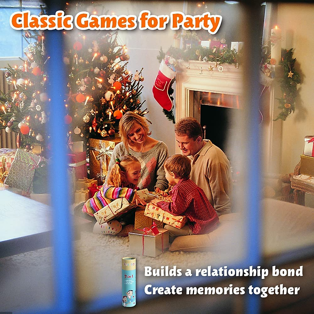 TriMagic 3-in-1 Family Games for Kids and Adults - Jacks Game with Ball, Pick Up Sticks, Wooden Tic Tac Toe Game- Classic Coffee Table Top Decor, Old Fashioned Toy Gift for Birthday Christmas Party