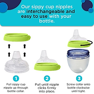 Soft Spout Sippy Cup Bottle Nipples for Comotomo Baby Bottle, 2 Pack | Fits 5 Ounce and 8 Ounce Bottles | Transition Nipples Convert Baby Bottle to Sippy Cup | Includes Nipple Storage Case