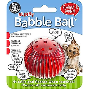 Pet Qwerks Blinky Babble Ball - Flashing Interactive Chew Dog Toy - Small