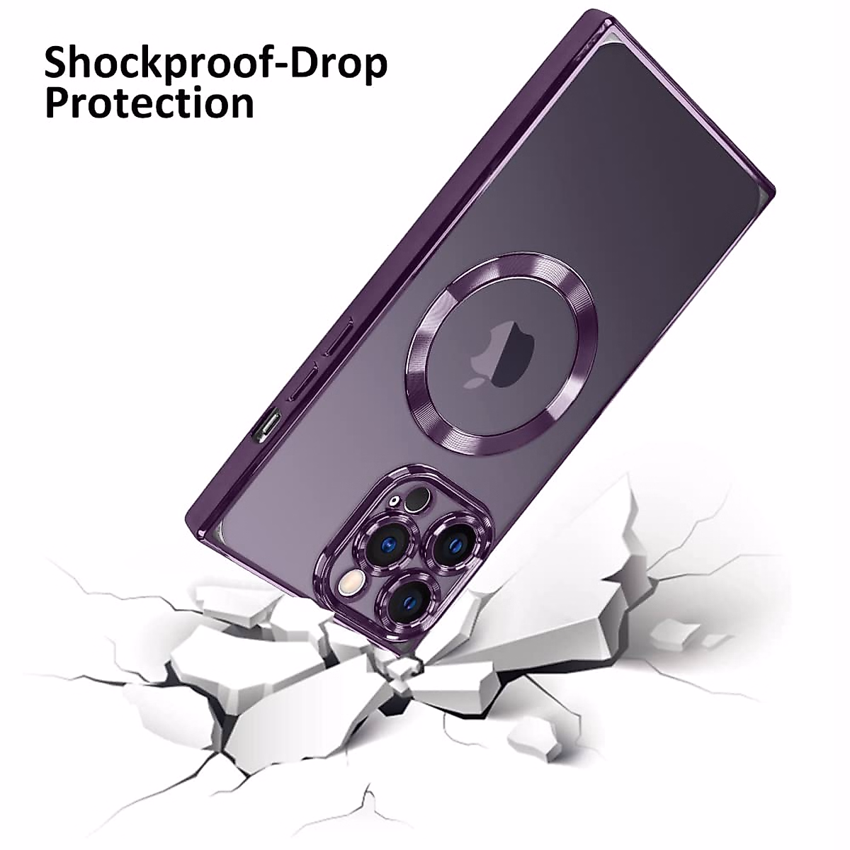 LSL Case for iPhone 14 Pro Max [Compatible with MagSafe] Soft TPU Bumper Anti-Drop Anti-Scratch Shockproof Protective Slim Luxury Plating Clear Magnetic Cover for Women Girls Men - Dark Purple