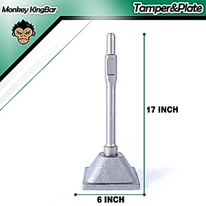 Monkey King Bar-17IN Hex Tamper Shank and Plate for (30MM) Jack Hammer Bit Electric Demolition Concrete Breaker