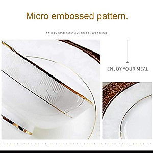GagalU Dinnerware Set,52 Pieces Ceramics Phnom Penh Plates Bowls Combination Bone China Embossed Pattern Dinnerware Set for Banquet