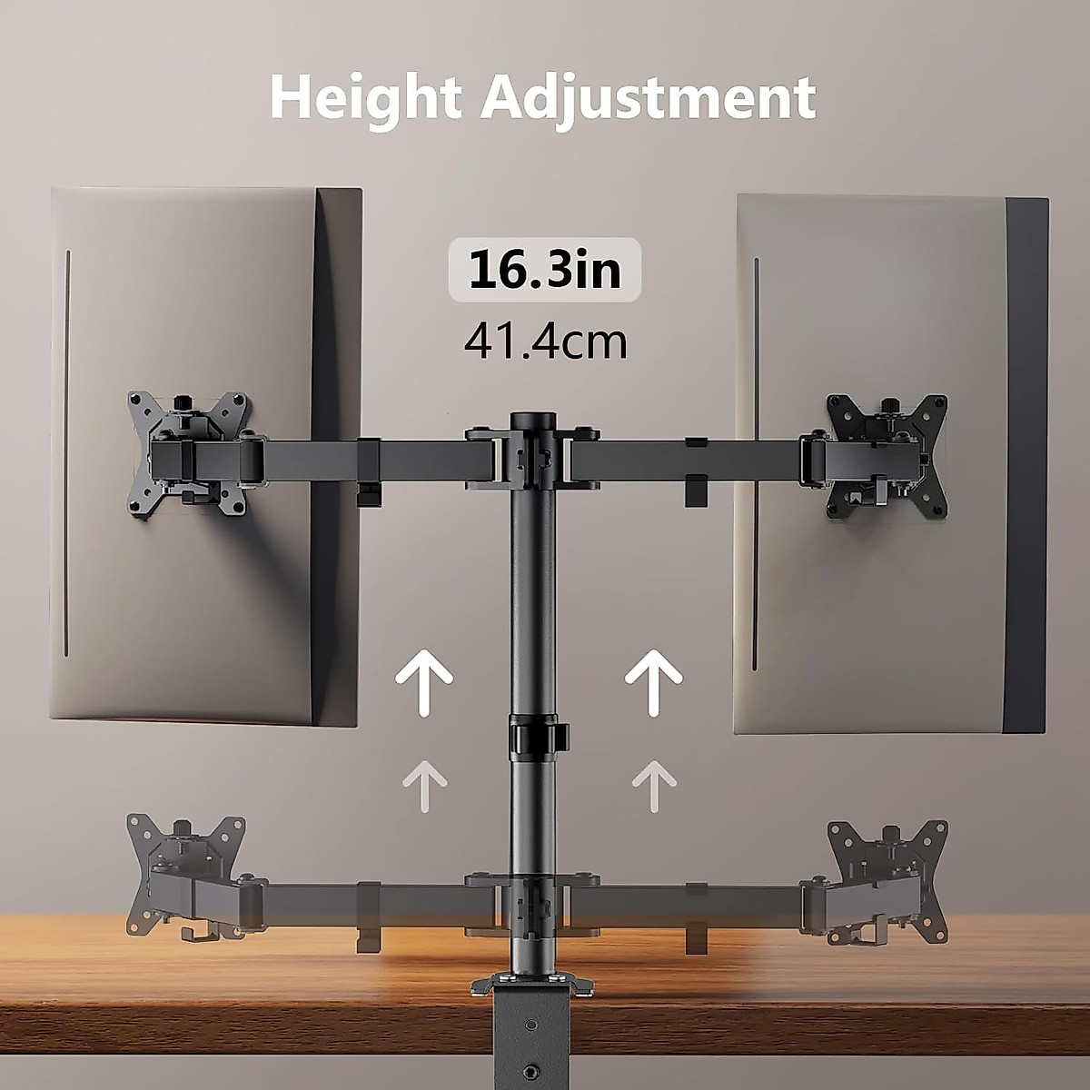Ergear Dual Monitor Stand for 13 to 32 inch, Heavy Duty Fully Adjustable Monitor Stand for 2 Monitors, Dual Monitor Mount Fits up to 17.6 lbs per Arm, EGCM1