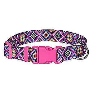 Tribal Dog Collar with Buckle Pattern Aztec Geometric Nylon Pet Collars Small Medium Large Puppy Adjustable Soft Ethnic Boy Girl (Aztec, Neck Fit 10"-13")