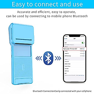 Back Clip Bluetooth 58mm Thermal Receipt Printer and 1D/2D/QR Barcode Scanner Bluetooth 2 in 1 Work with iOS,Windows,Mac,Android