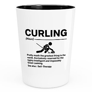 Curling Sport Shot Glass 1.5oz - Curling definition - Game on ice Hokcey player fans unique hockey player Strategy
