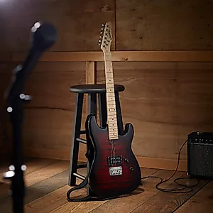 Ashthorpe 39-Inch Full-Size Electric Guitar with Humbucker Pickup (Red), Guitar Kit with Padded Gig Bag, Strap, Strings, Cable, Cloth, Picks