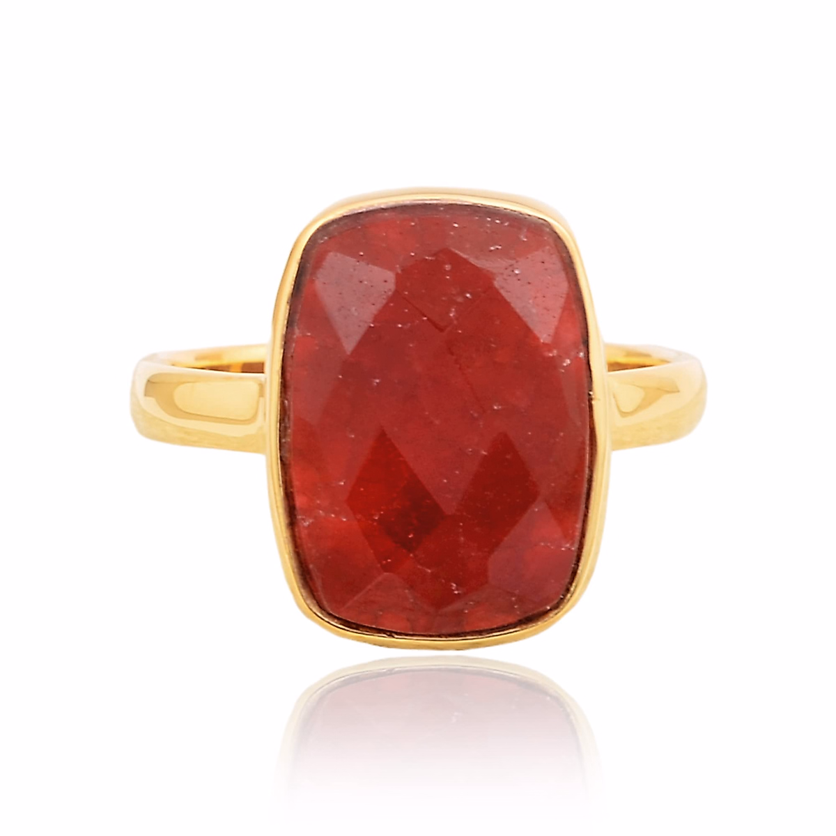 Ruby 10x14mm Cushion Gemstone Gold Plated 925 Sterling Silver Ring, Handmade Jewelry For Women, Gifts For Her (Rose Gold Plated, 9.5 US)