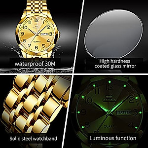 OLEVS Watch for Men Women Unisex Diamond Luxury Dress Analog Quartz Stainless Steel Waterproof Luminous Date Business Casual Wrist Watch