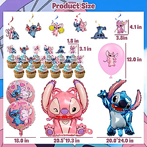 DOCOKY Cartoon Birthday Decorations, Birthday Party Decorations Include Banner, Balloons, Cake Toppers, Backdrop, Stickers, Hanging Swirls, Tablecloth for Boys and Girls Theme Party Supplies