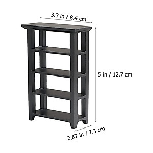 Toyvian Dollhouse Mini Bookshelf Model Miniature Display Bookcase Mini House Drawer Cabinet 4- Layer Wood Micro Scene Furniture DIY Storage Box