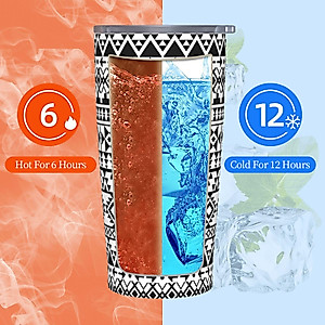 JASROTAO Black Navajo Print Tumbler,Geometric print 20oz Stainless Steel Insulated Travel Tumbler,Travel Coffee Mug with Lid and Straw Water Bottle Drink Tumbler Cups Gifts for Women Men Lovers