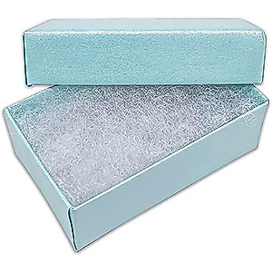 TheDisplayGuys 100-Pack #21 Cotton Filled Cardboard Paper Jewelry Box Gift Case - Pearl Teal (2 5/8" x 1 5/8" x 1")