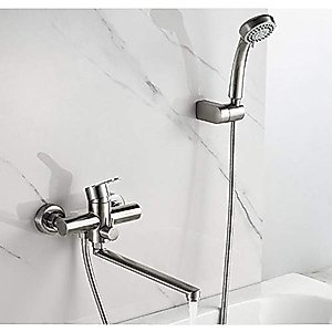 TECKI Kitchen Taps Bath Shower Faucets Set Bathtub Faucet Water Mixer Crane Tap With Hand Shower Stainless Steel Bathroom Faucets