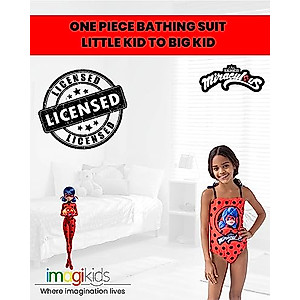 Miraculous Ladybug Big Girls One-Piece Bathing Suit Red/Black 14-16