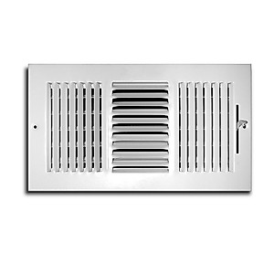 Truaire C103M 14X06(Duct Opening Measurements) 3-Way Supply Sidewall or Ceiling Register Grille, 14-Inch x 6-Inch, White-Powder Coated