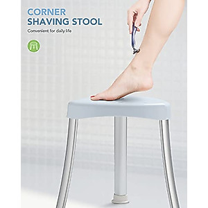 OasisSpace Corner Shower Stool - Triangle Spa Shower Seat for Inside Shower, Shower Shaving Stool for Adults, Shower Chair with Anti-Skid Rubber Feet for Small Shower