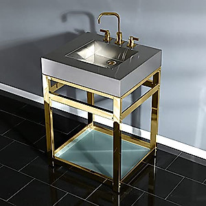 Kingston Brass KVSP2522B2 Kingston Commercial Console Sink, Brushed/Polished Brass
