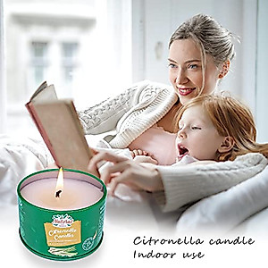 Citronella Candles Outdoor Indoor, 4 Packs 4.4oz Green Travel Tin Soy Wax Aromatherapy Candles for Patio Yard Home Camping