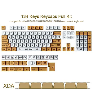 Tsungup PBT Keycaps 134 Keys XDA Profile Keycaps Dye-Sublimation Cute Mizuse Custom Keycaps Full Set for ANSI Layout Cherry MX Switches Mechanical Keyboards