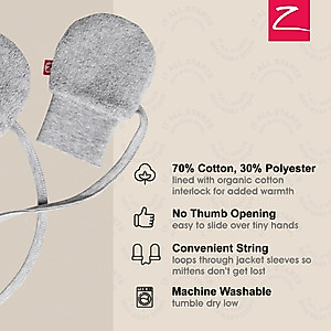 Zutano Fleece Mittens for Babies, Infants, and Newborns, Thumbless Outdoor Winter Baby Gloves, Heather Gray
