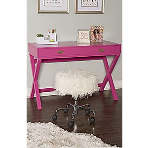 Linon PG138RSP01U Linon Home Decor Peggy Raspberry Pink Writing Desk Desk, Raspberry Pink, 44"W x 20"D x 30"H